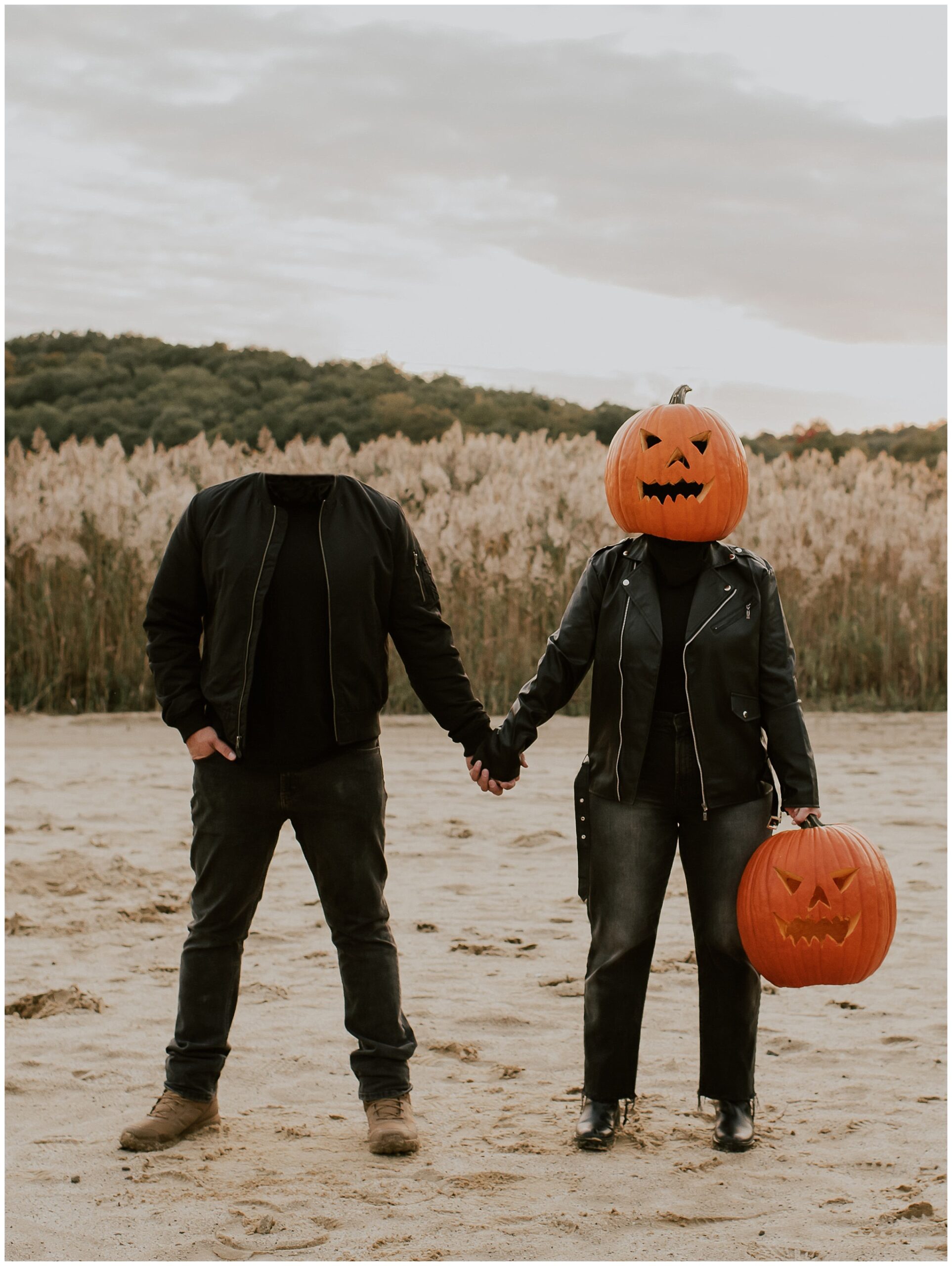 Fall Engagement Session w. Pumpkin Heads | Sarah & Angelo
